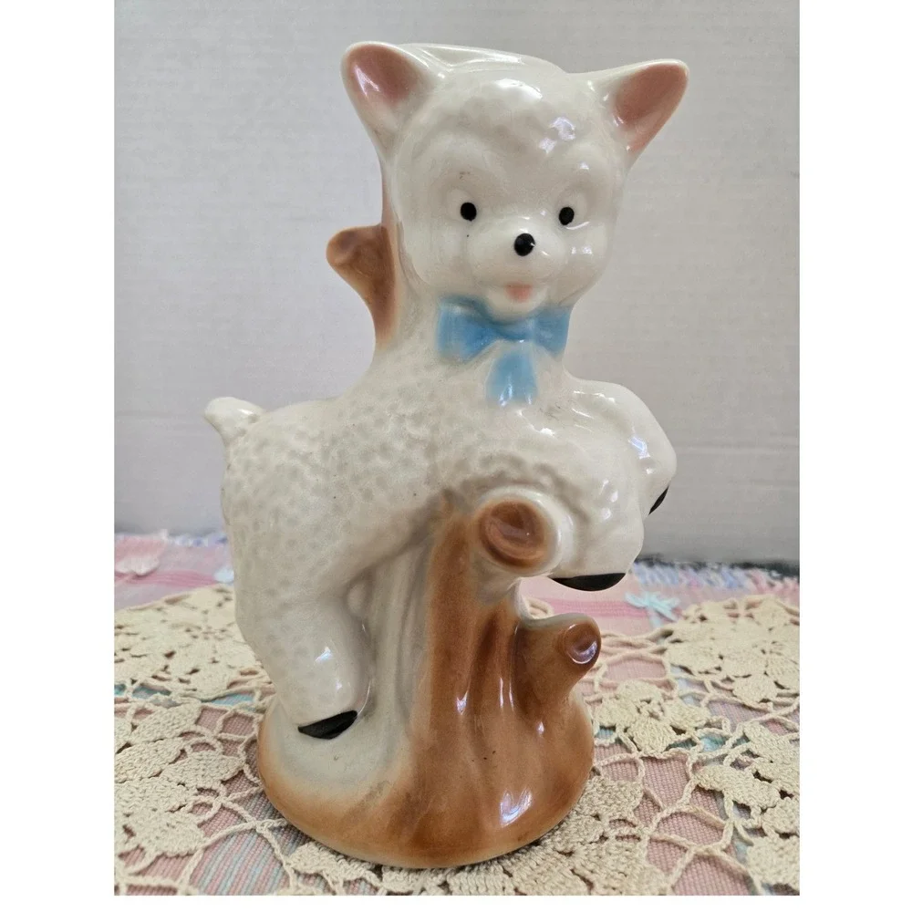 Accents | Vintage Lamb Lamp Base Nursery Decor White Excellent Ceramic ...